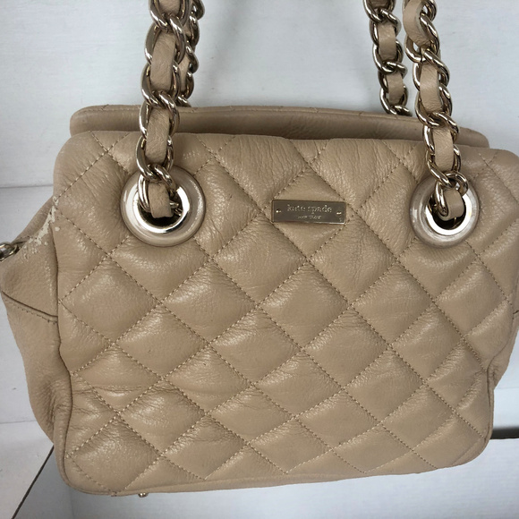 kate spade | Bags | Kate Spade Beige Quilted Leather Pearlized Bag ...